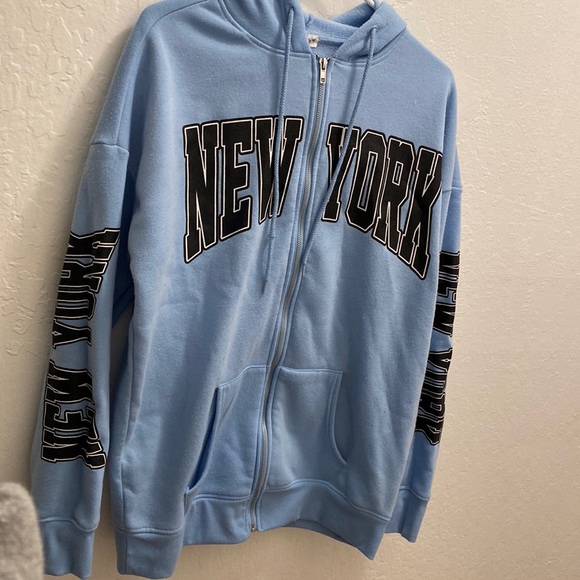 Sweaters | Sky Blue New York Zip Up Hoodie | Poshmark